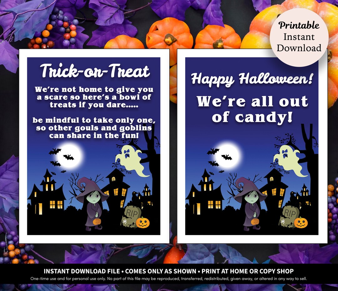 Halloween Candy Signs: "take One" & "out of Candy" (digital Download ...