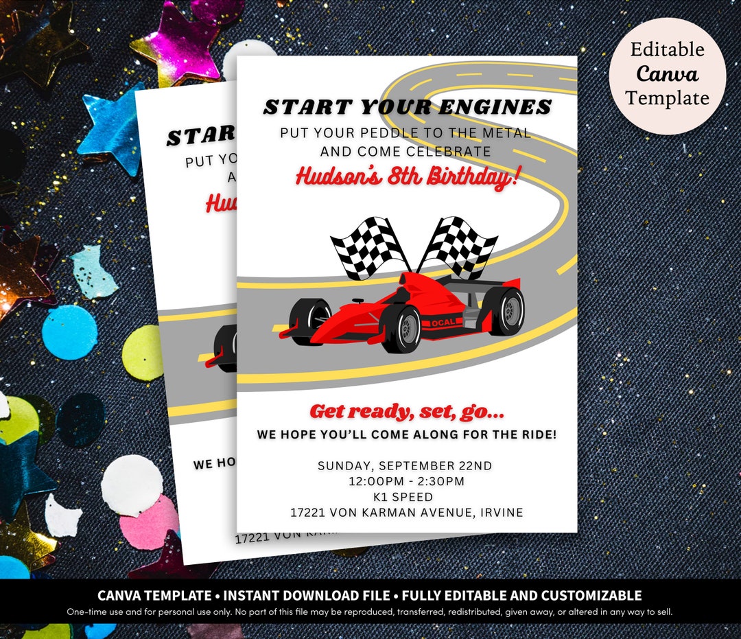 Race Car Birthday Invitation Printable Download | Race Car Baby Shower ...