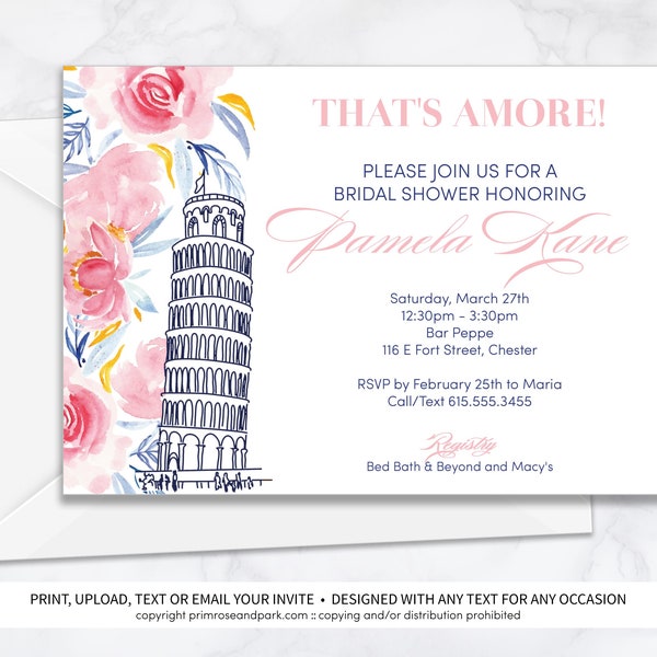 Italian Theme Invitation - Etsy