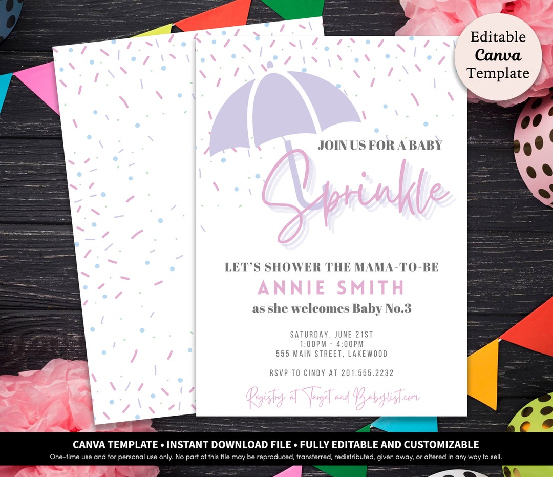 Baby Sprinkle Invitation: Printable Shower Invite (canva Template) - Etsy