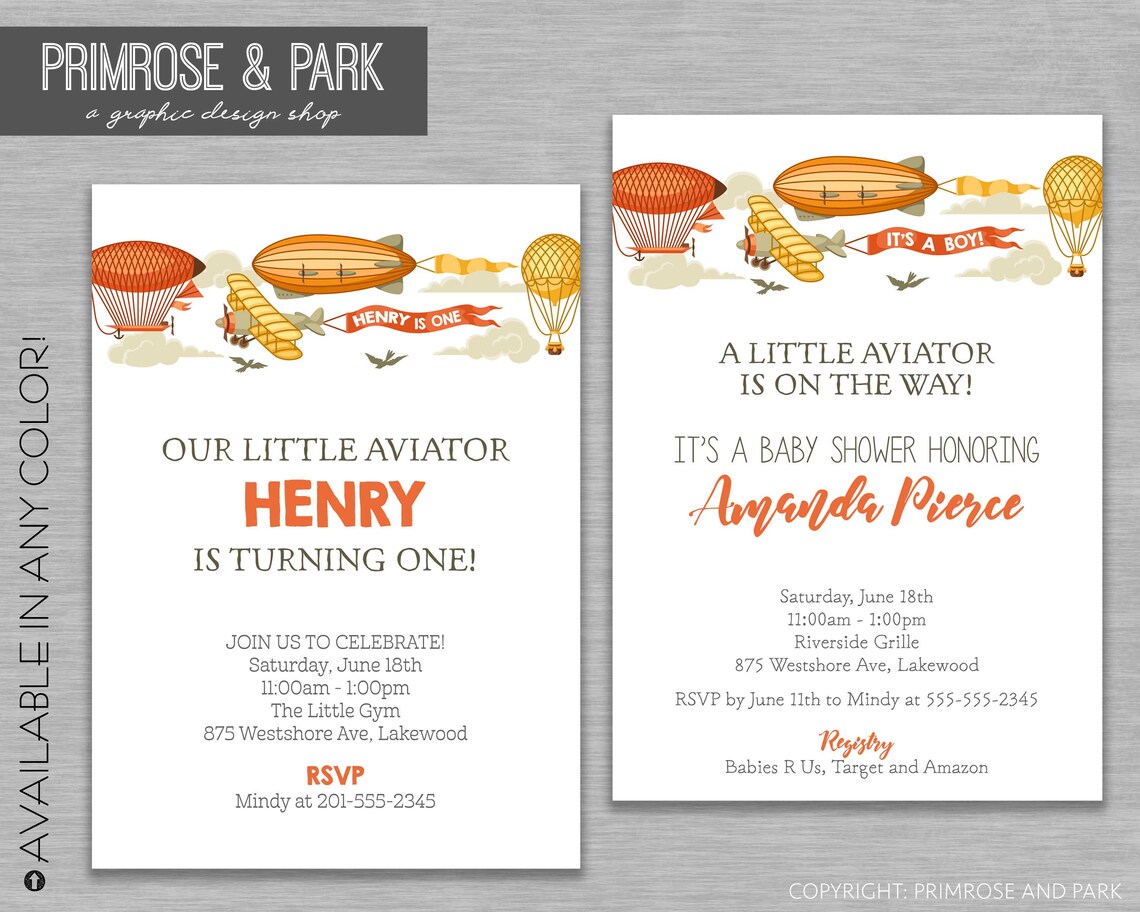 Aviator Invitation Printable Retro Airplane Invitation | Etsy