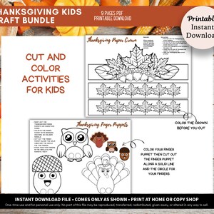 Thanksgiving Kids Printable Download Bundle • Thanksgiving Themed ...