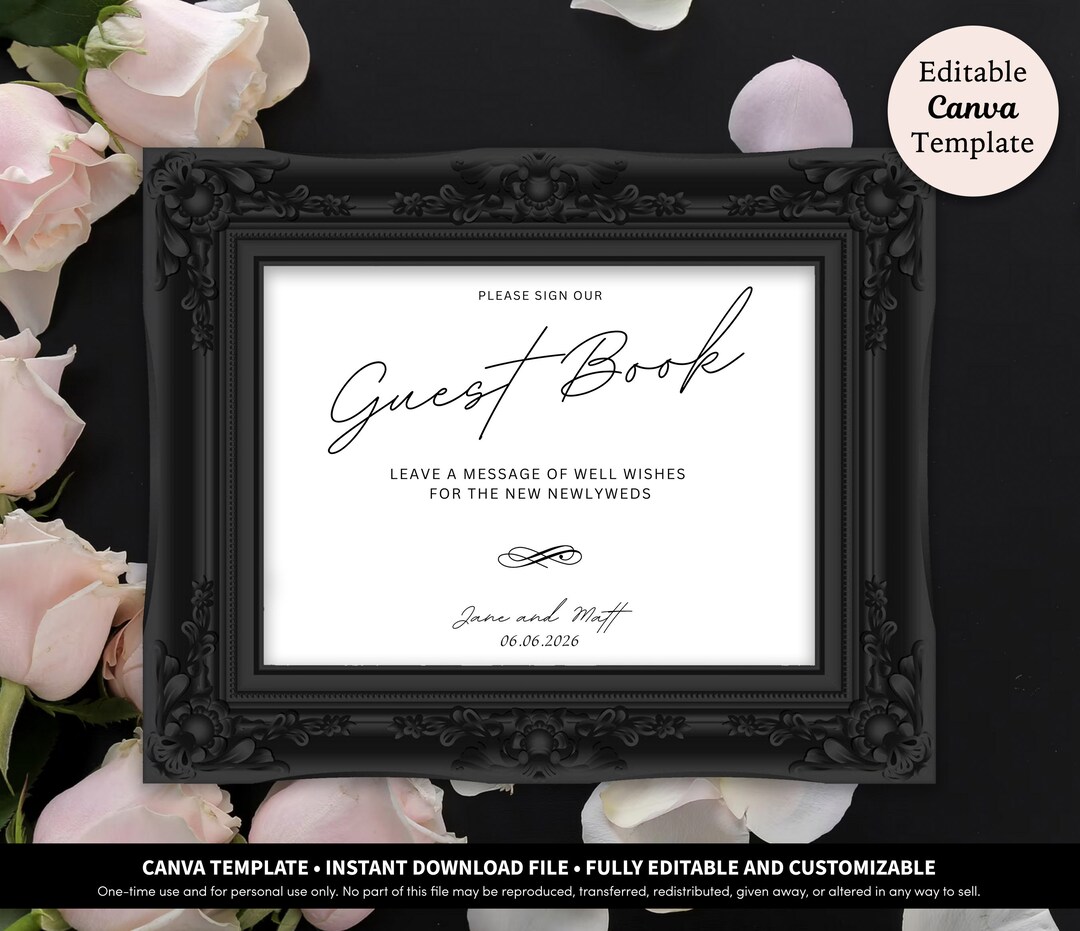 Guest Book Sign Printable Digital Download | Printable Wedding Signs ...