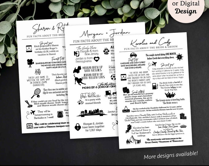 Fun Facts Infographic Card Fun Facts Wedding Card Printable Download ...