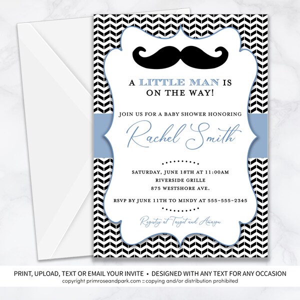 Mustache Baby Shower Invitation - Etsy