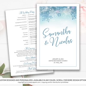 Winter Wedding Program Ceremony Program Snowflake Ceremony - Etsy