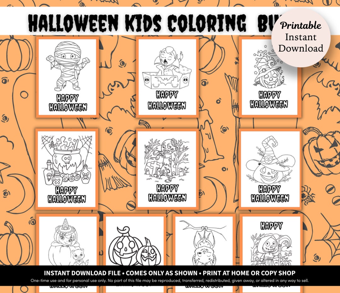 Halloween Kids Coloring Bundle Printable Download • Classroom Coloring ...