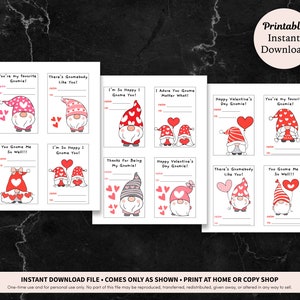 Gnome Valentine's Day Classroom Cards • Printable Classroom Valentine's ...