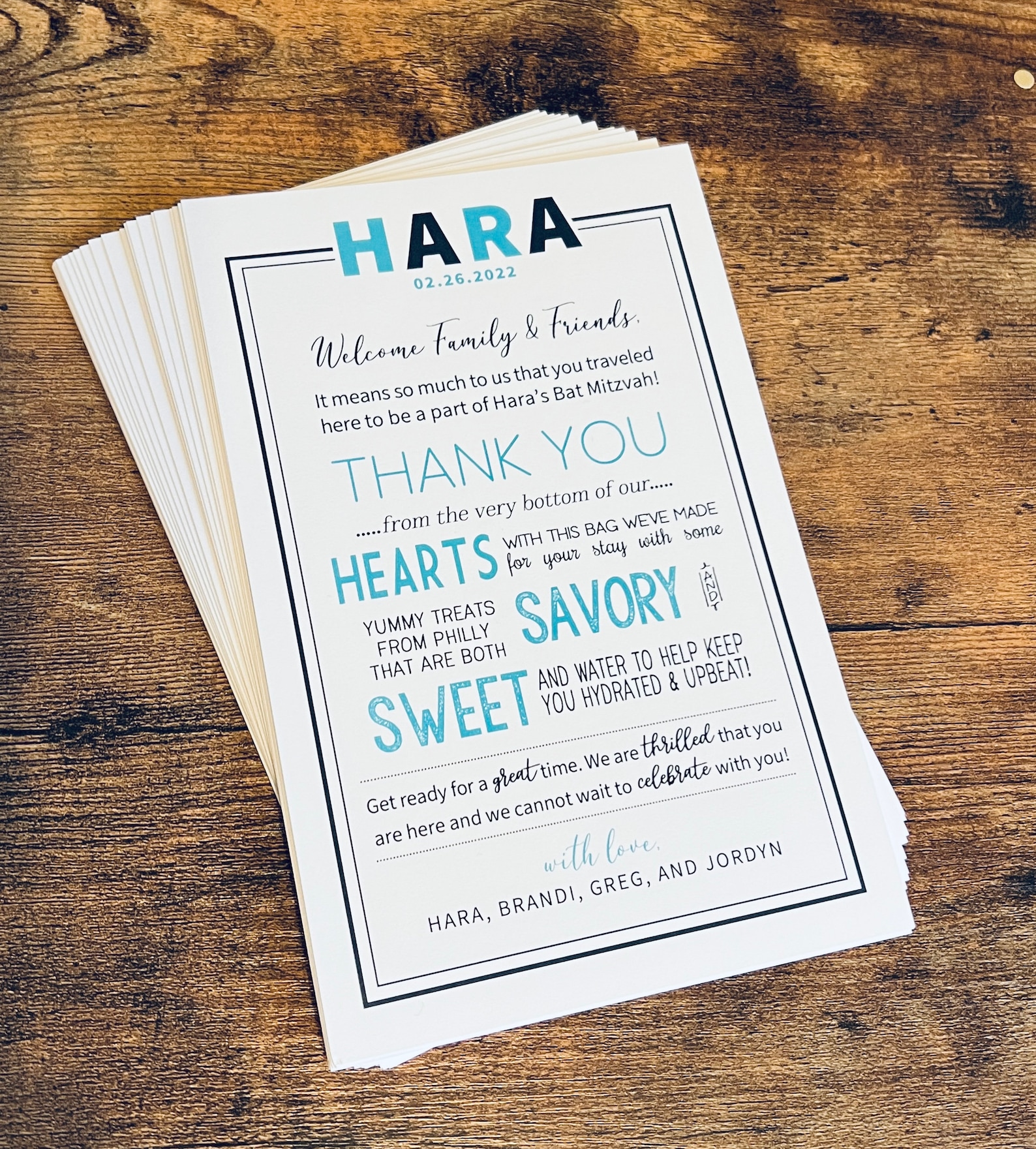 Mitzvah Hotel Welcome Bag Note: Custom Letter & Itinerary (printable ...