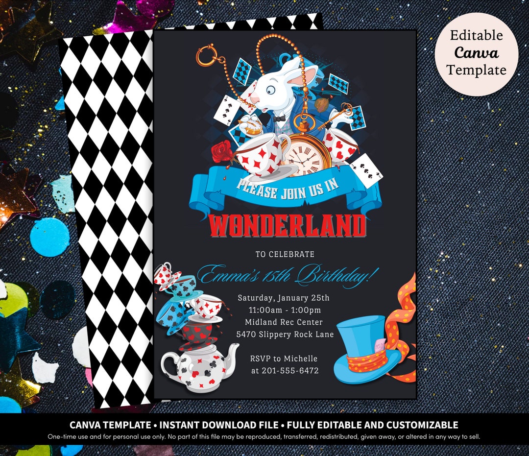 Mad Hatter Invitation Template Download | Mad Hatter Birthday | Mad ...