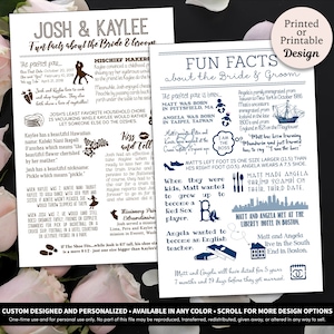 Fun Facts Infographic Card • Fun Facts Wedding Card • Printable ...