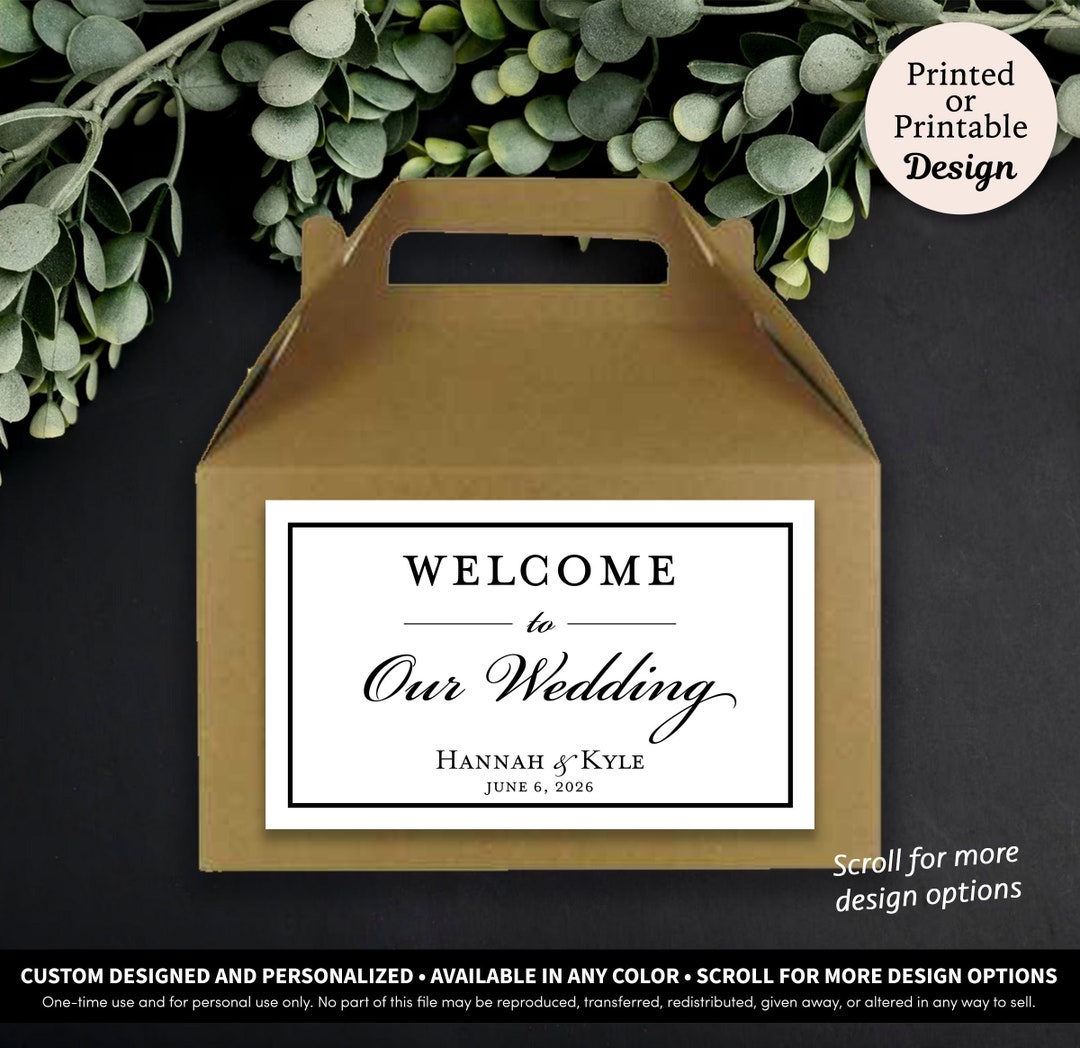 Gable Box Stickers or Tags • Welcome Bag Stickers • Favor Stickers ...