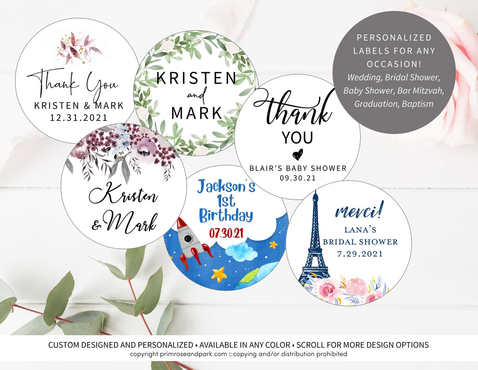 Personalized Favor Stickers Custom • Round Stickers • Wedding ...