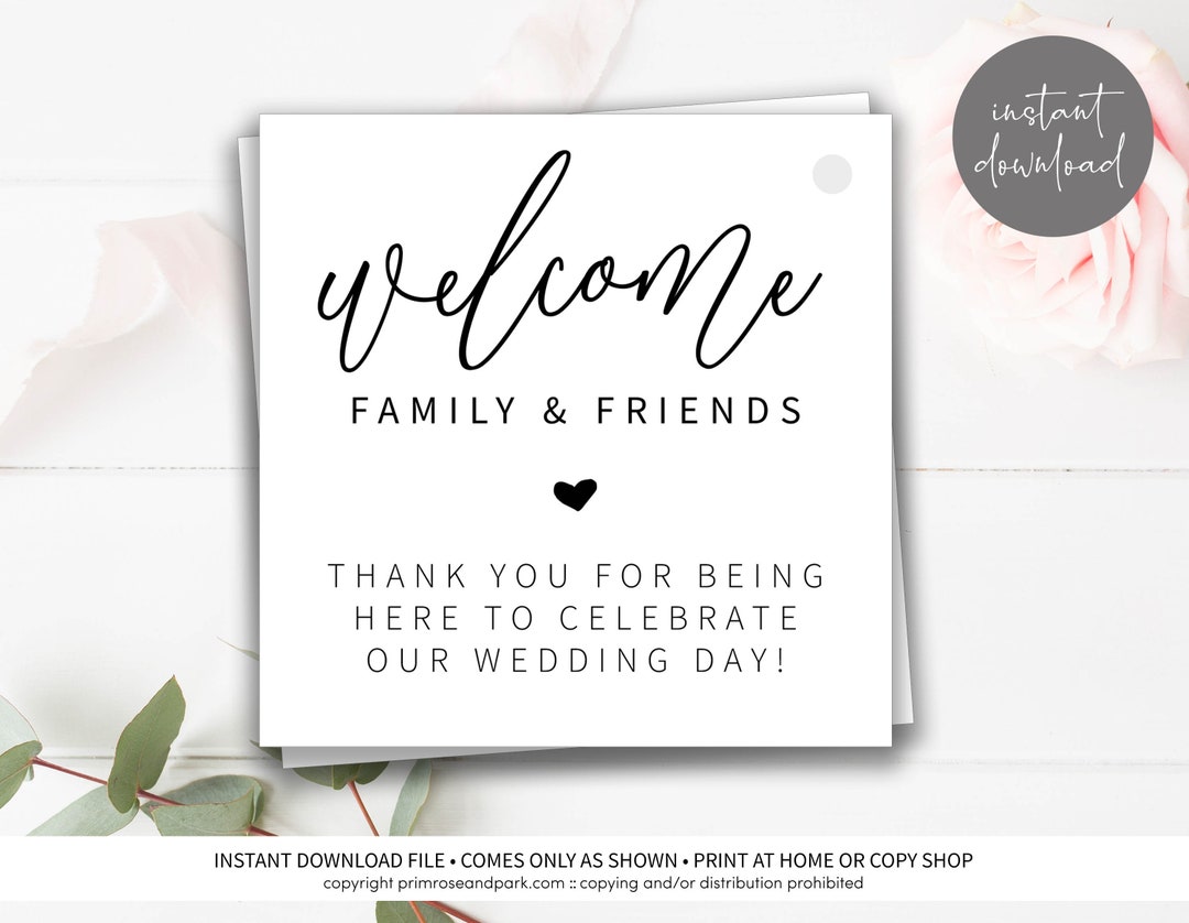 Wedding Welcome Bag Tag: Black & White Design (instant Download) - Etsy