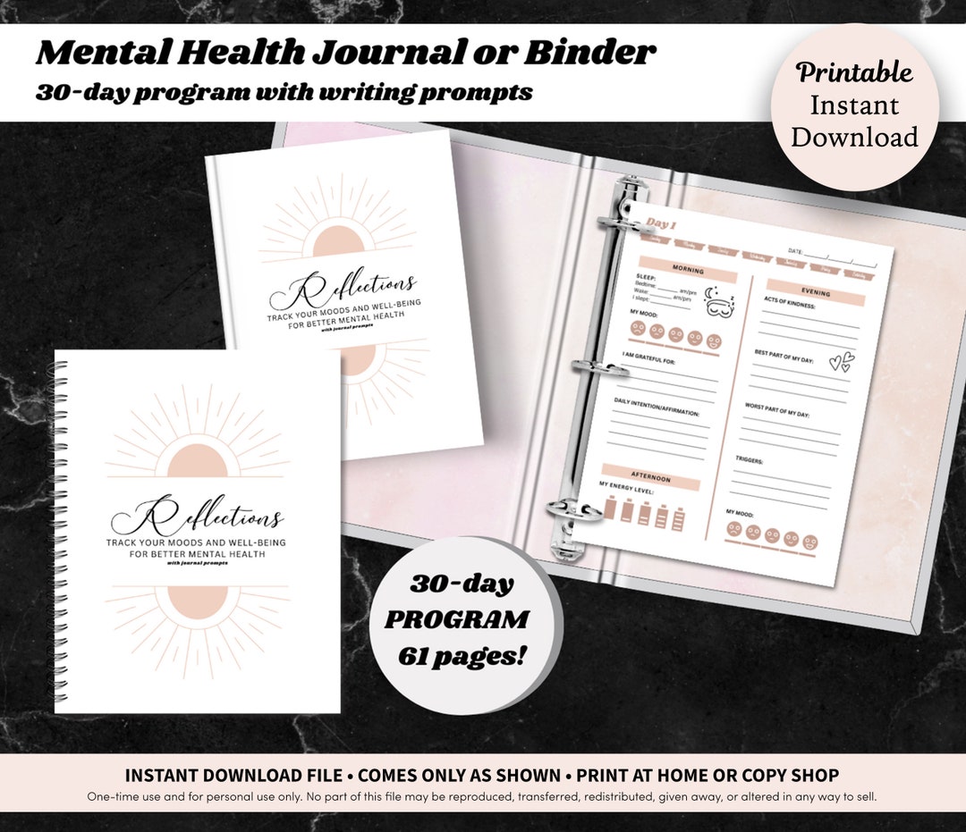 30-day Mental Health Journal • Daily Mental Health Journal With Writing ...