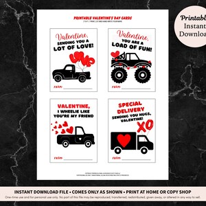 Valentine's Day Cards for Classroom • Monster Truck Valentine's Day ...