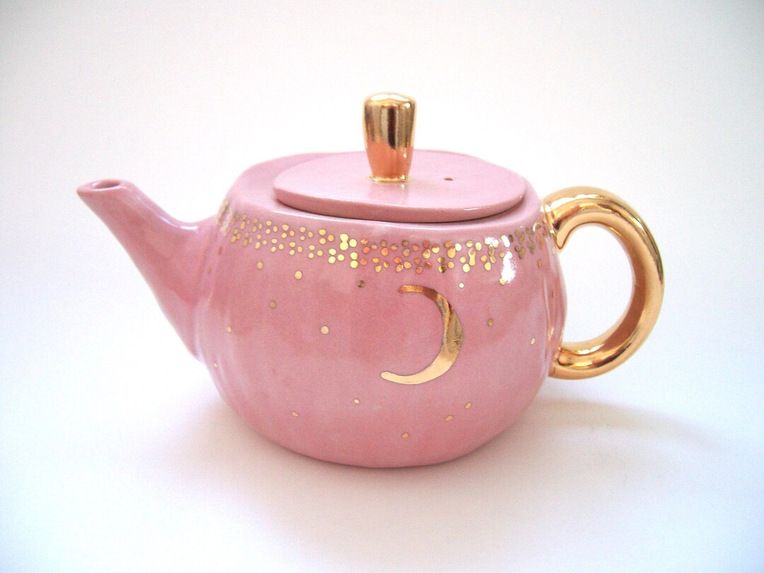 Starry Gold Moon Teapot in Pink- Holds 20 Ounces - Etsy
