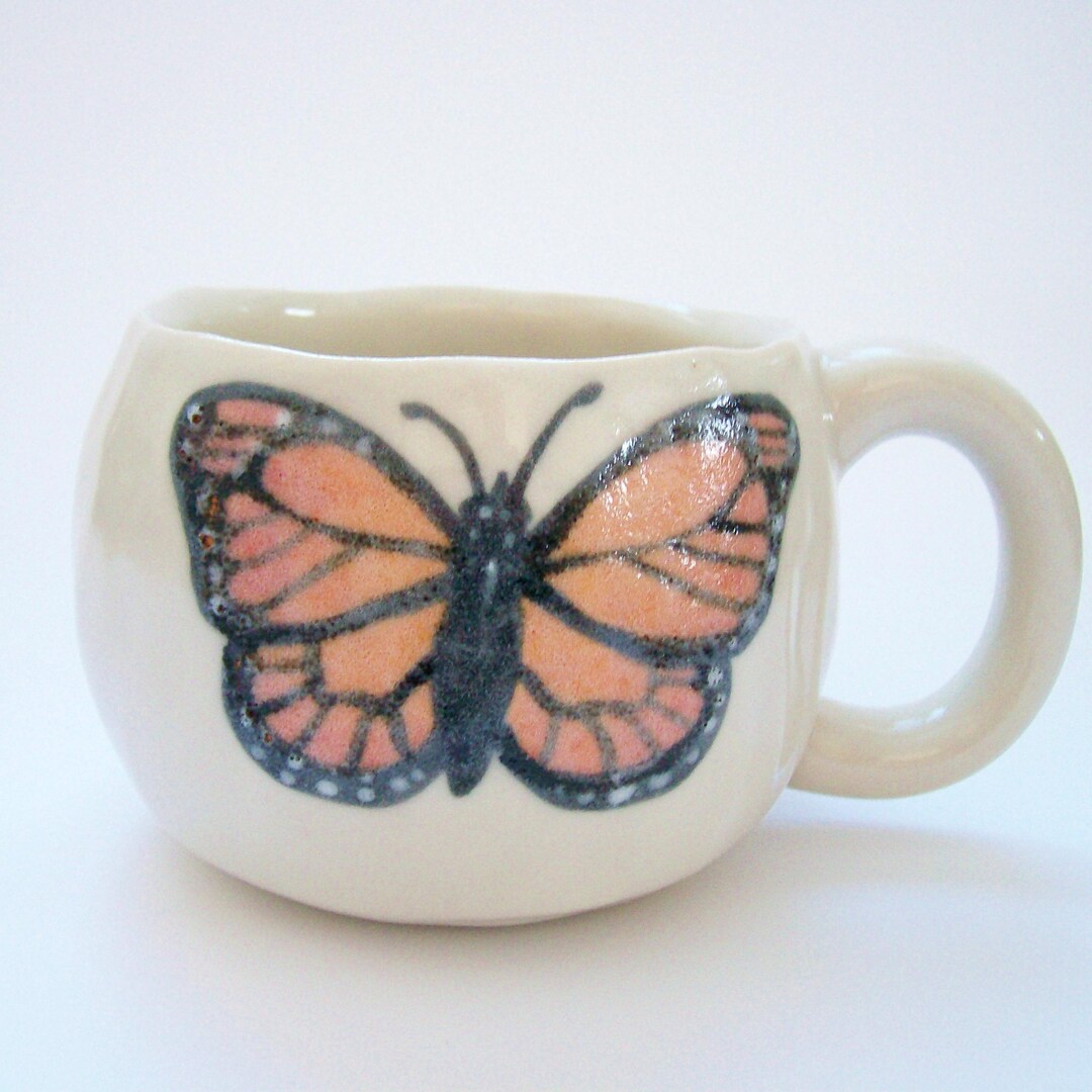 Flawed- Monarch Butterfly Mug With Gold- READ ITEM DESCRIPTION - Etsy