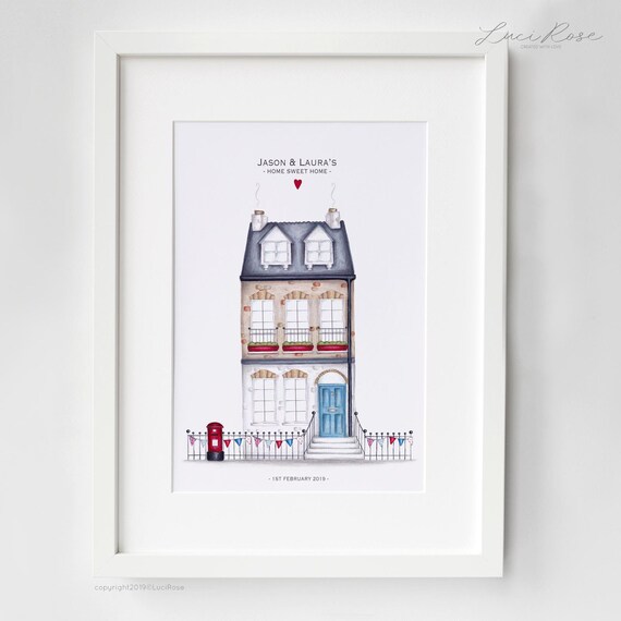 Personalised New Home Print the Townhouse | Etsy UK