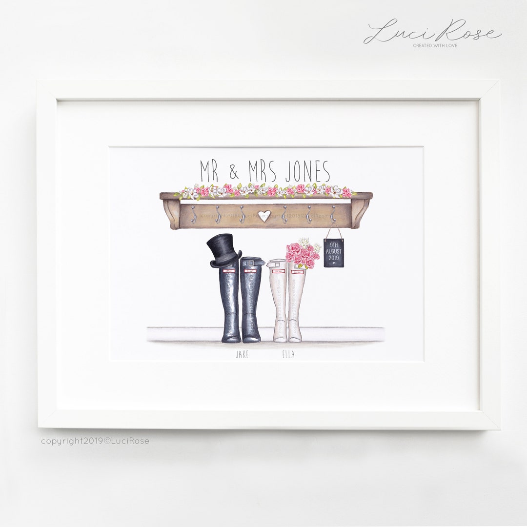 Family Print Wedding Wellington Boot Personalised Print Family Print ...