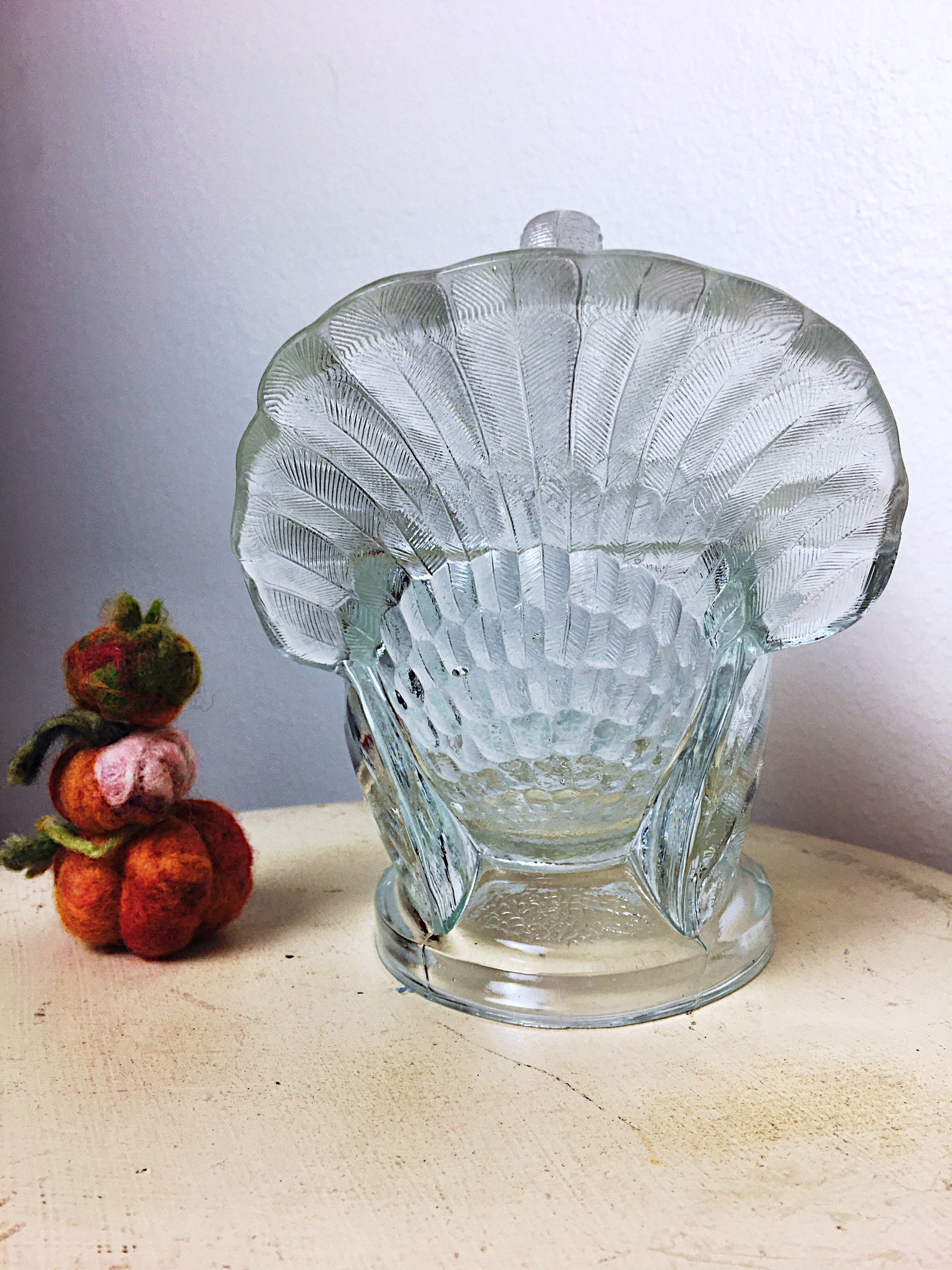 Vintage Pressed Glass Turkey Covered Dish Cranberry Sauce - Etsy