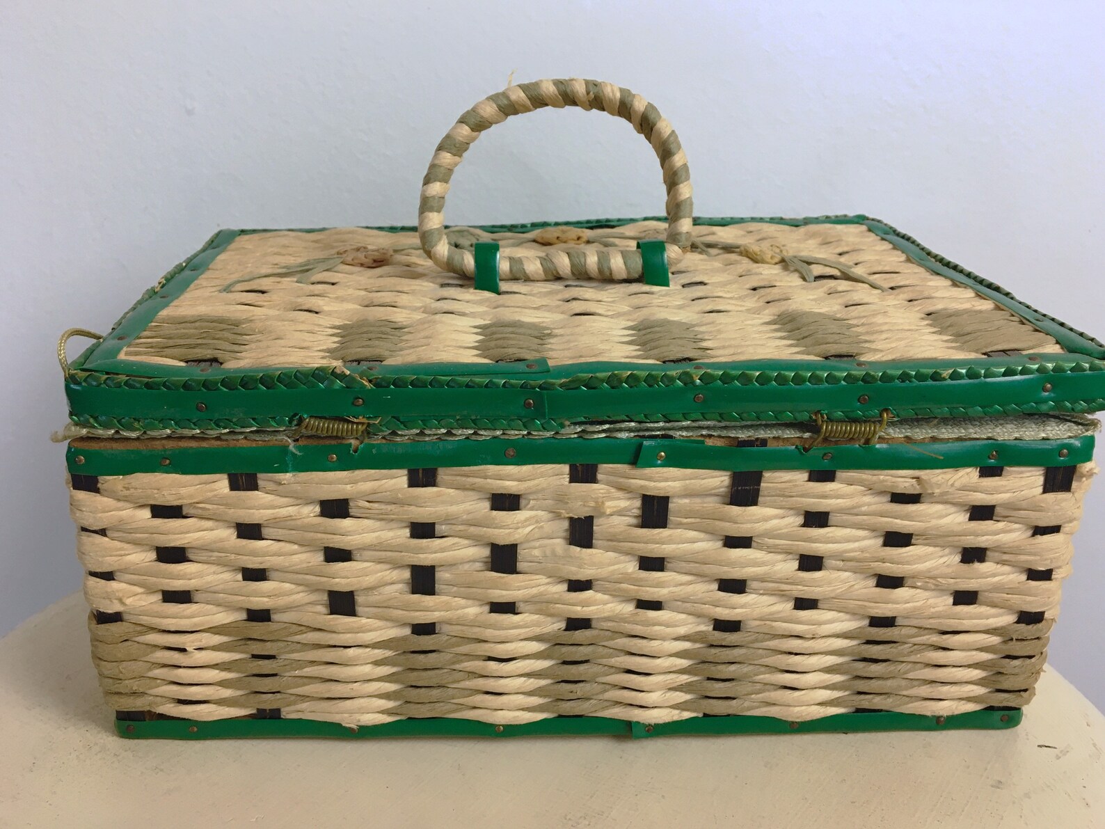 Vintage 1950s Wicker Sewing Basket Vintage Sewing Notions - Etsy