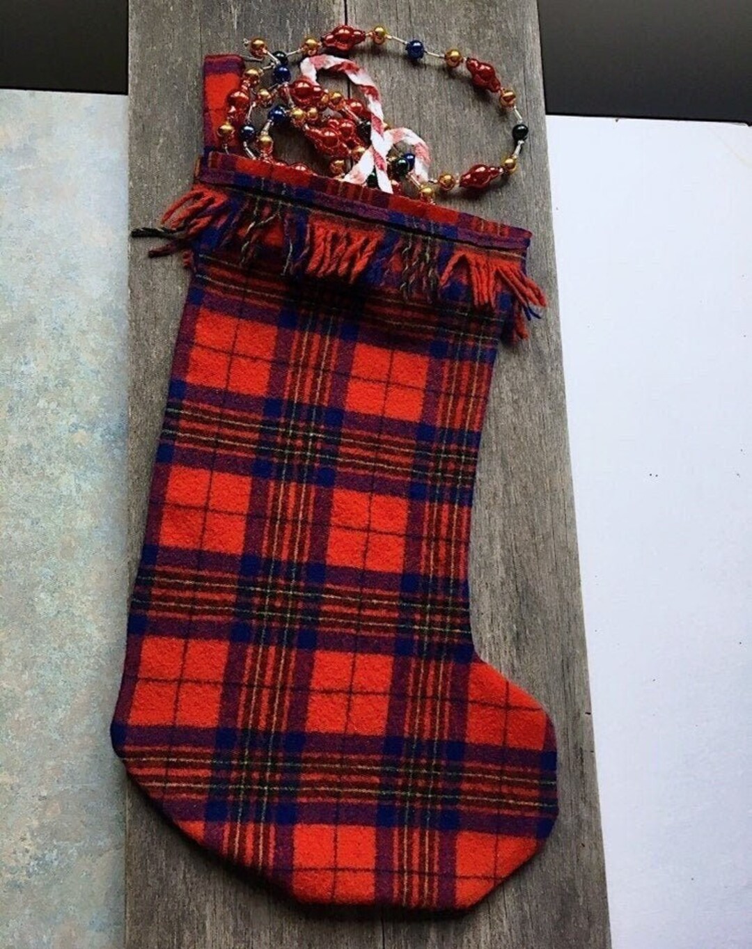 Vintage Pendleton Wool Plaid Christmas Stocking, Farmhouse Christmas ...