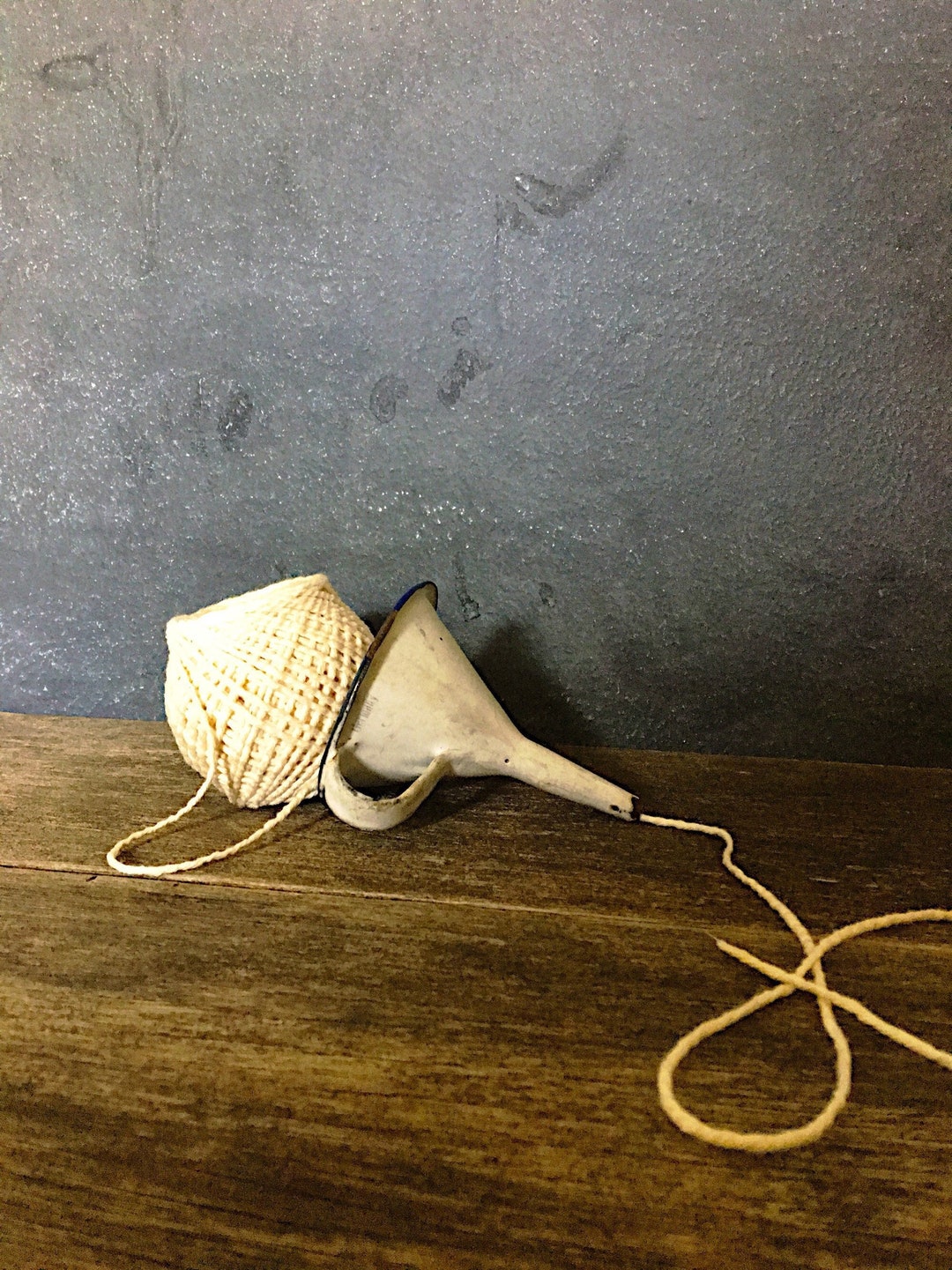 Vintage Enamel Funnel, Rustic String Holder, Made in Germany - Etsy