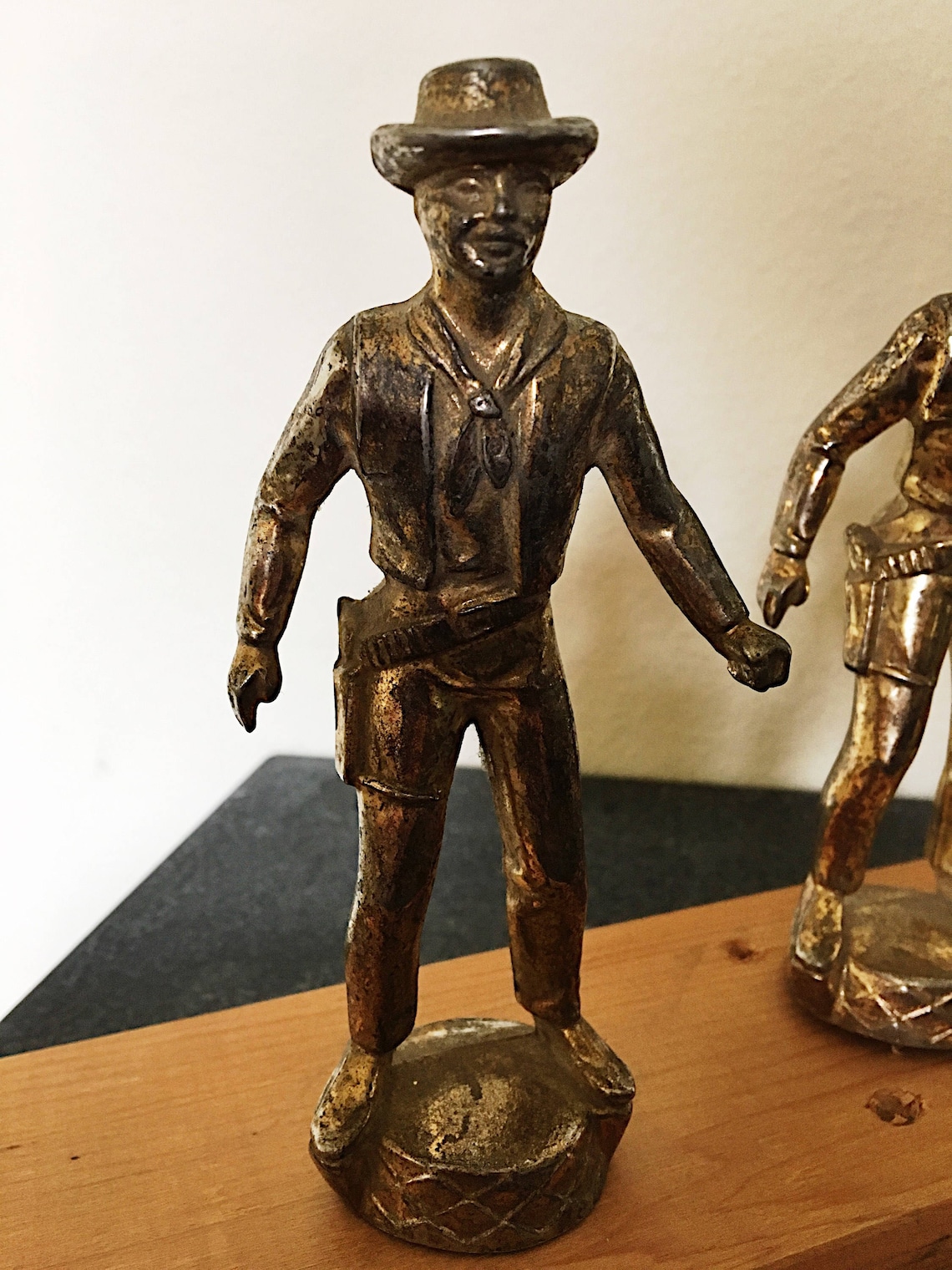 Vintage Bronze Cowboy Quick Draw Trophies Rustic Farmhouse | Etsy