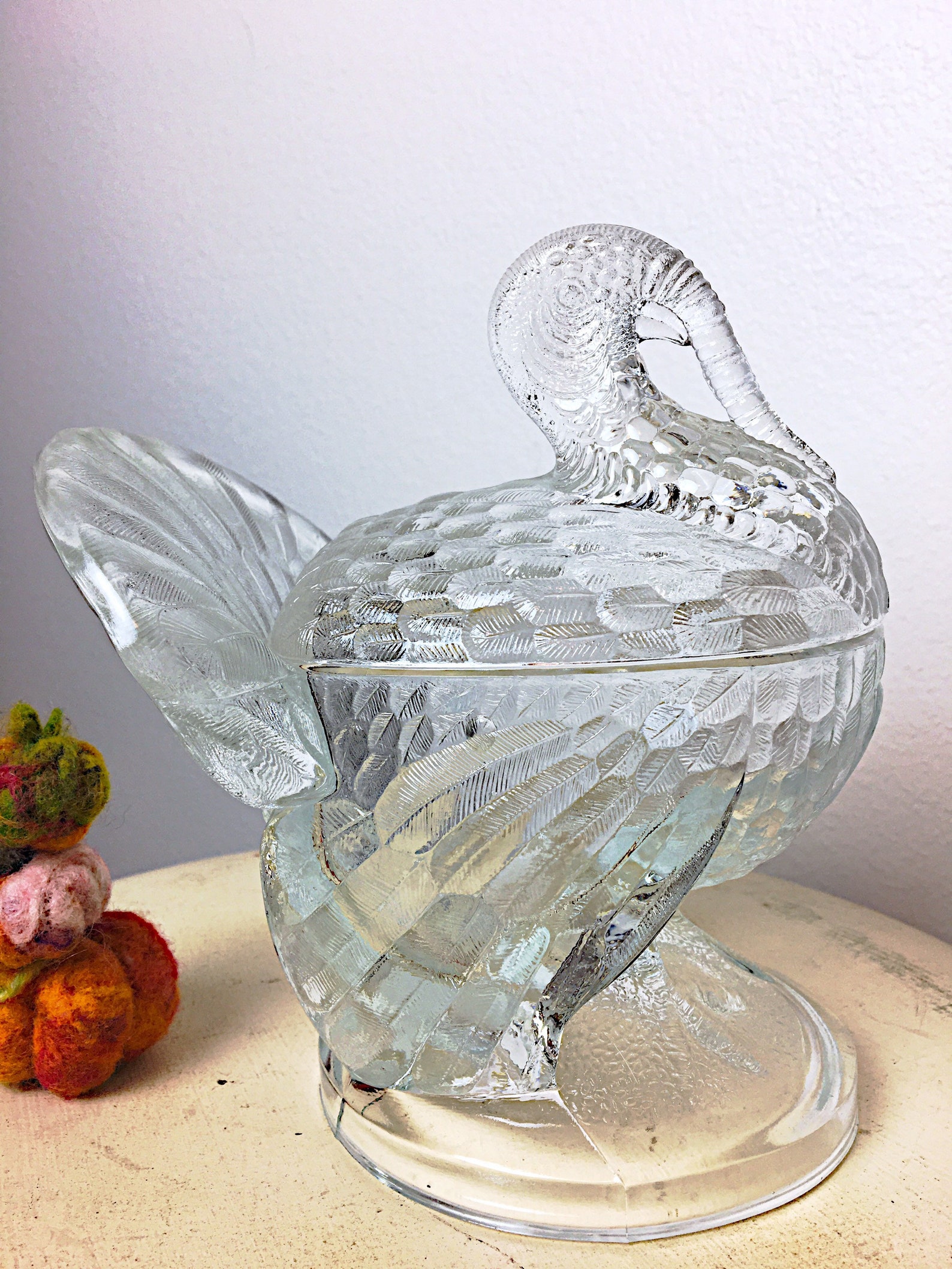 Vintage Pressed Glass Turkey Covered Dish Cranberry Sauce | Etsy