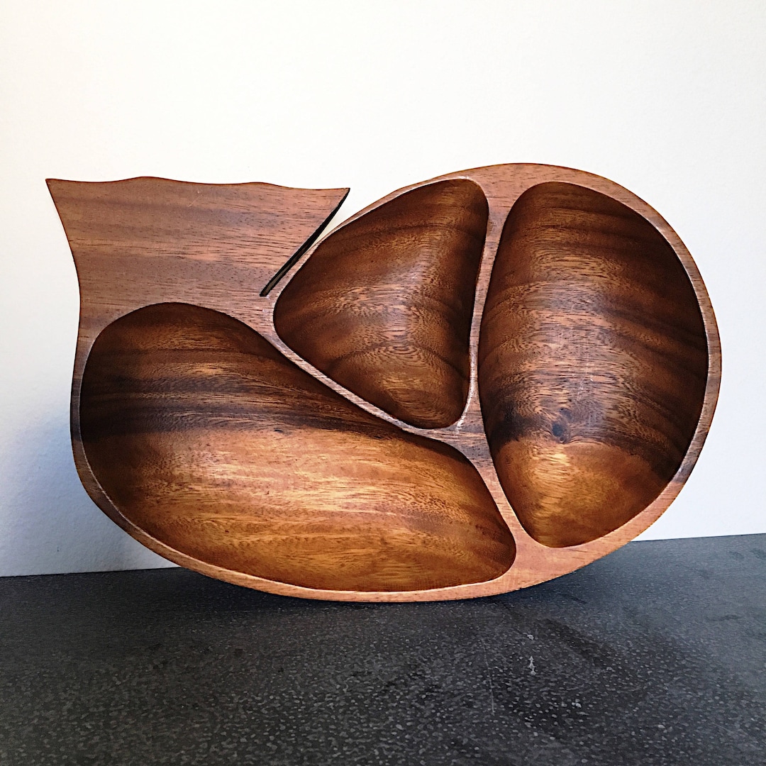 Vintage Fish Shaped Wood Bowl, Mid Century Monkey Pod, Coastal Cottage ...