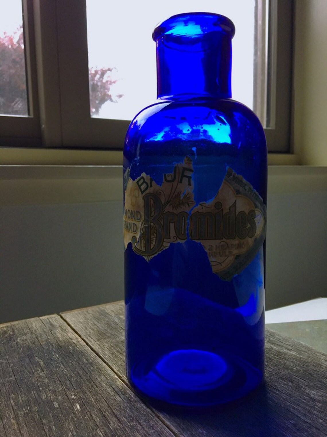 Vintage Cobalt Blue Apothecary Bottle Large Bromide bottle | Etsy