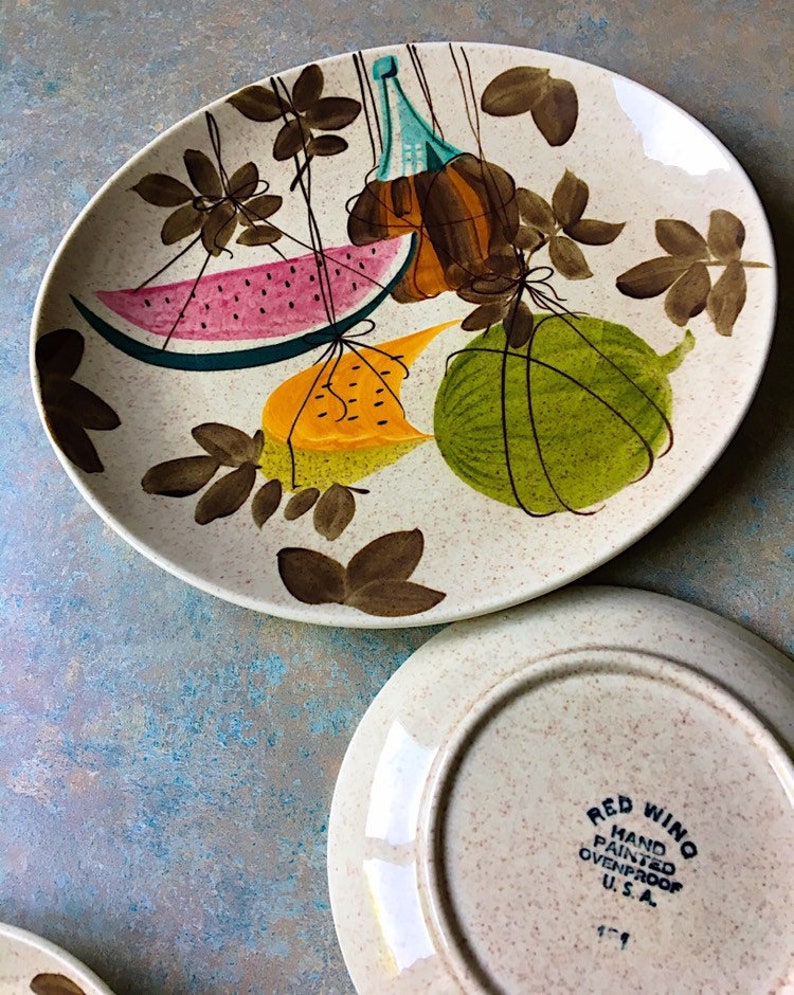 Vintage Red Wing Futura Dinnerware, Tampico Pattern, Mid Century Hand ...