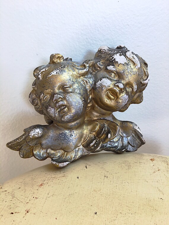 Vintage Italian Florentine Style Angels Chippy Plaster Gold - Etsy