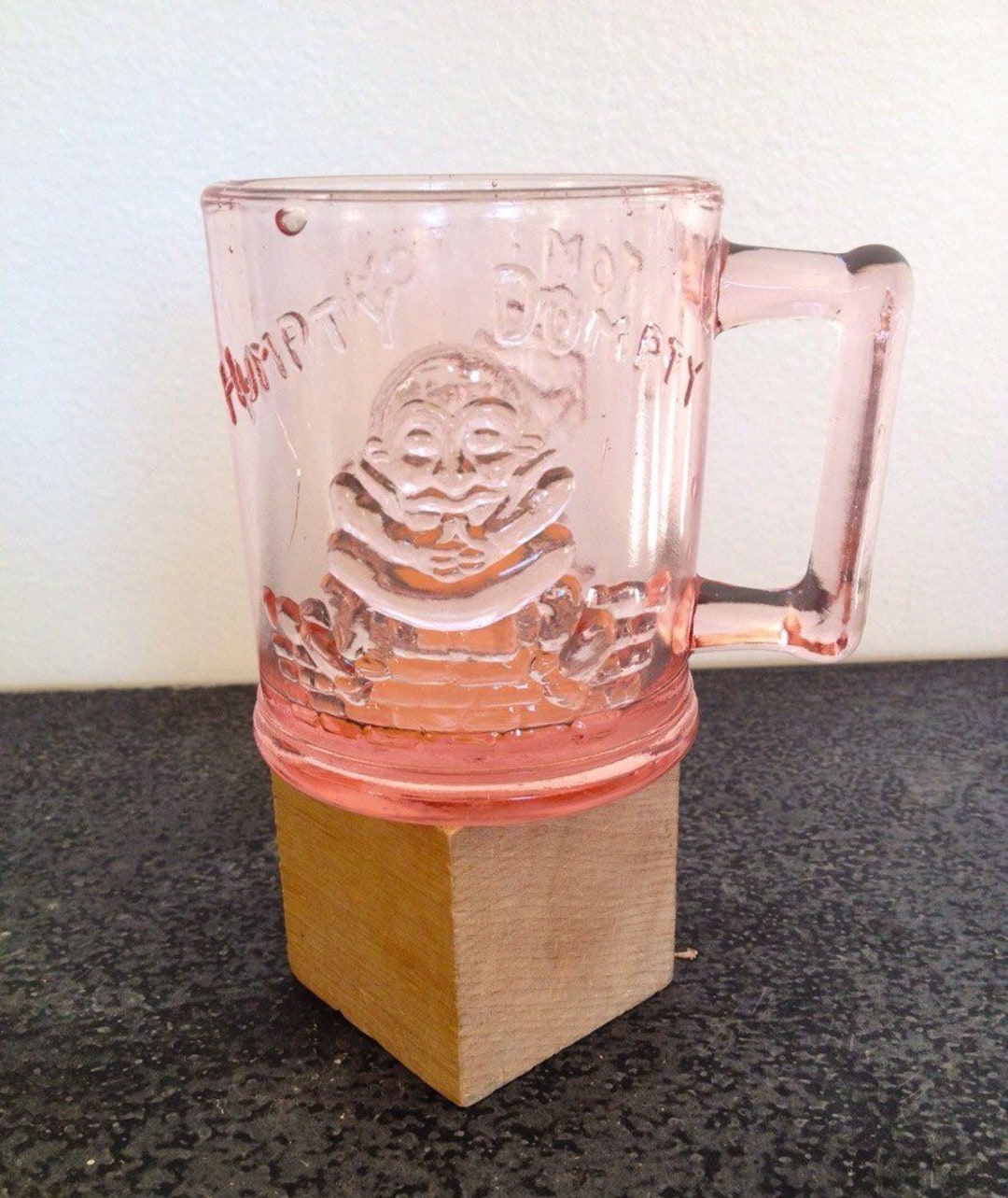 Vintage Nursery Rhymes Mug, Humpty Dumpty Pink Glass Baby Cup, Baby ...