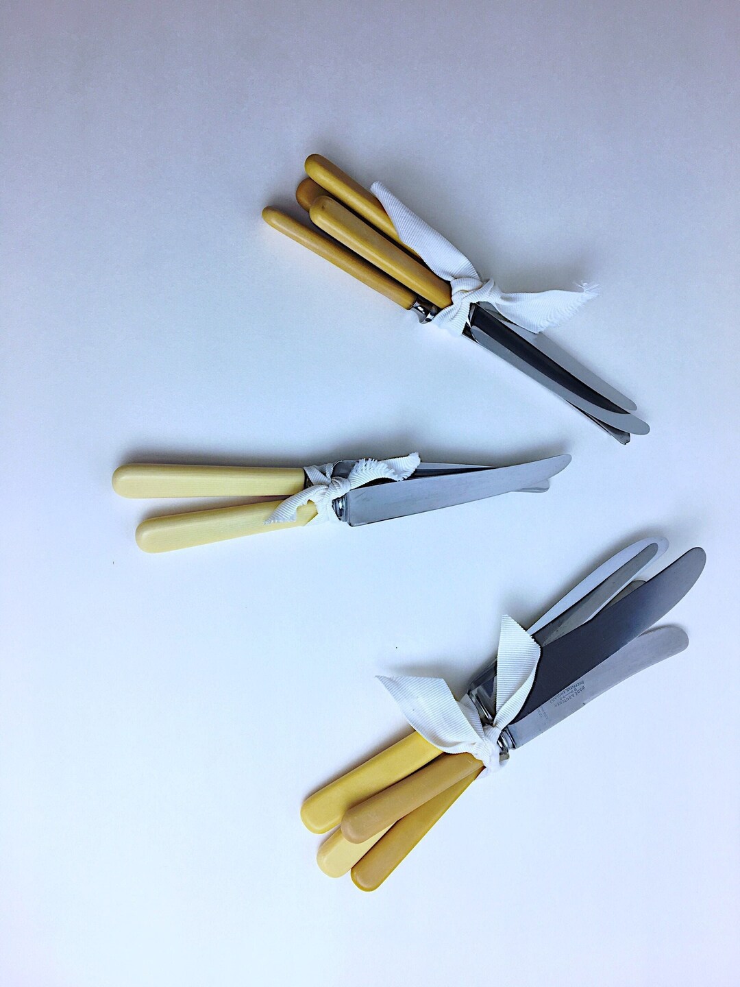 Vintage Bone Handled Dinner Knives, Antique Celluloid Handled Flatware ...