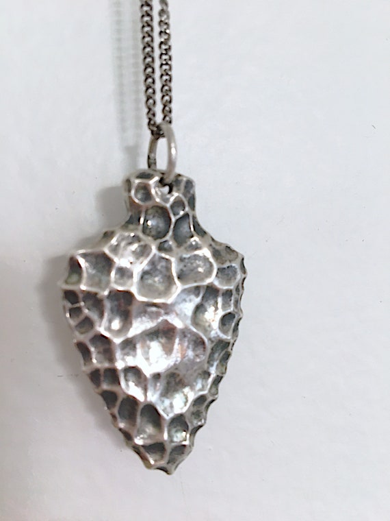 Vintage Sterling Silver Arrowhead Necklace, cast Silv… - Gem