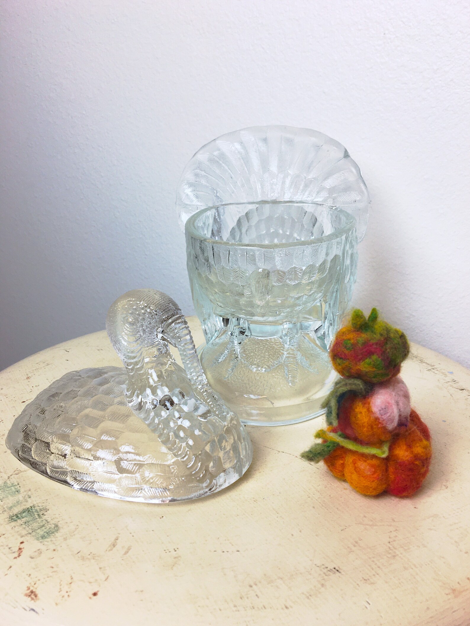 Vintage Pressed Glass Turkey Covered Dish Cranberry Sauce - Etsy