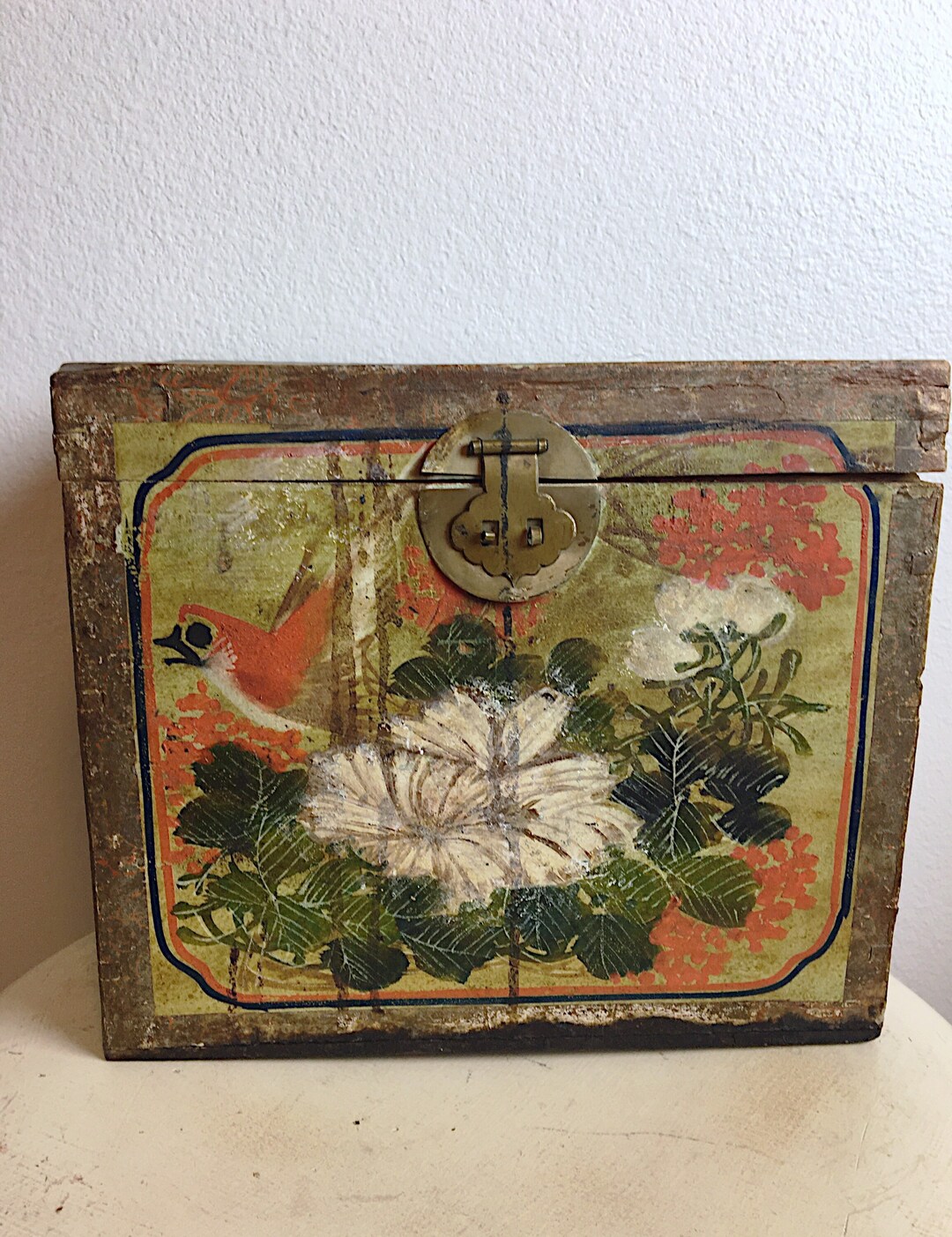 Vintage Chinese Tea Box, Antique Wooden Tea Storage Box, Chinese Folk ...