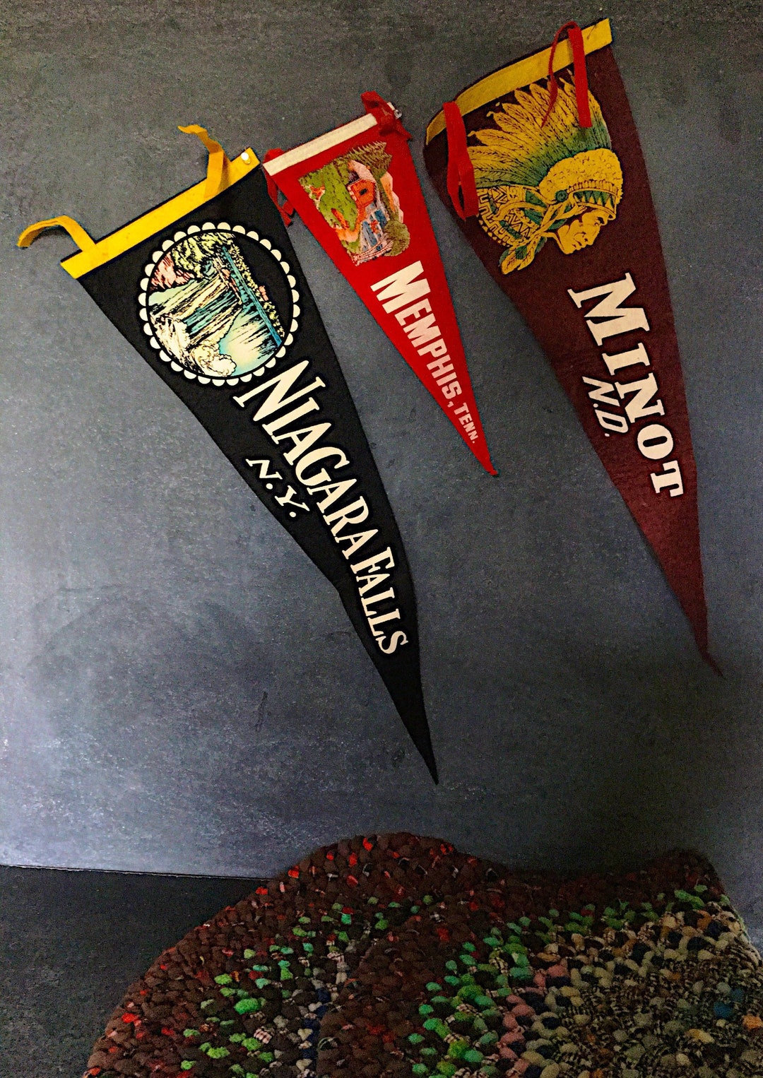 Vintage Wool Felt Pennant Flags Three Souvenir Flags - Etsy