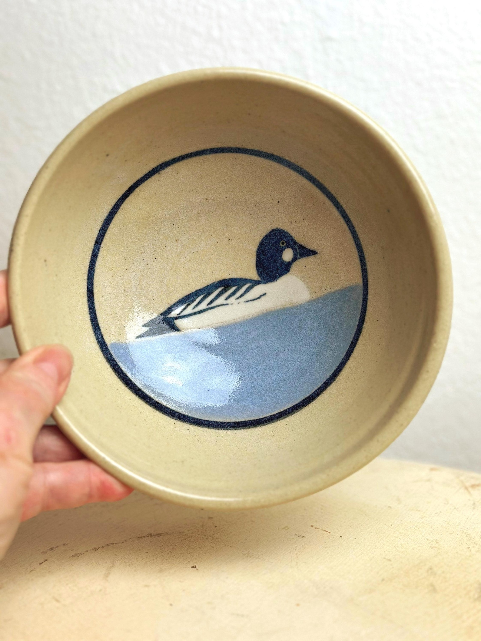 Vintage Studio Pottery Bowls: Hand-painted Bird Design, Set of 4 - Etsy