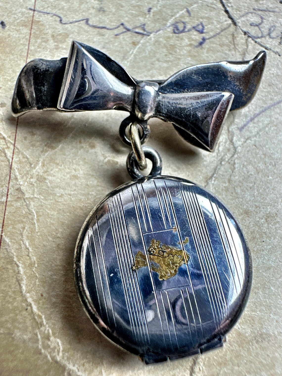 Vintage Sterling Silver Locket Brooch Art Deco Bow Pin - Etsy
