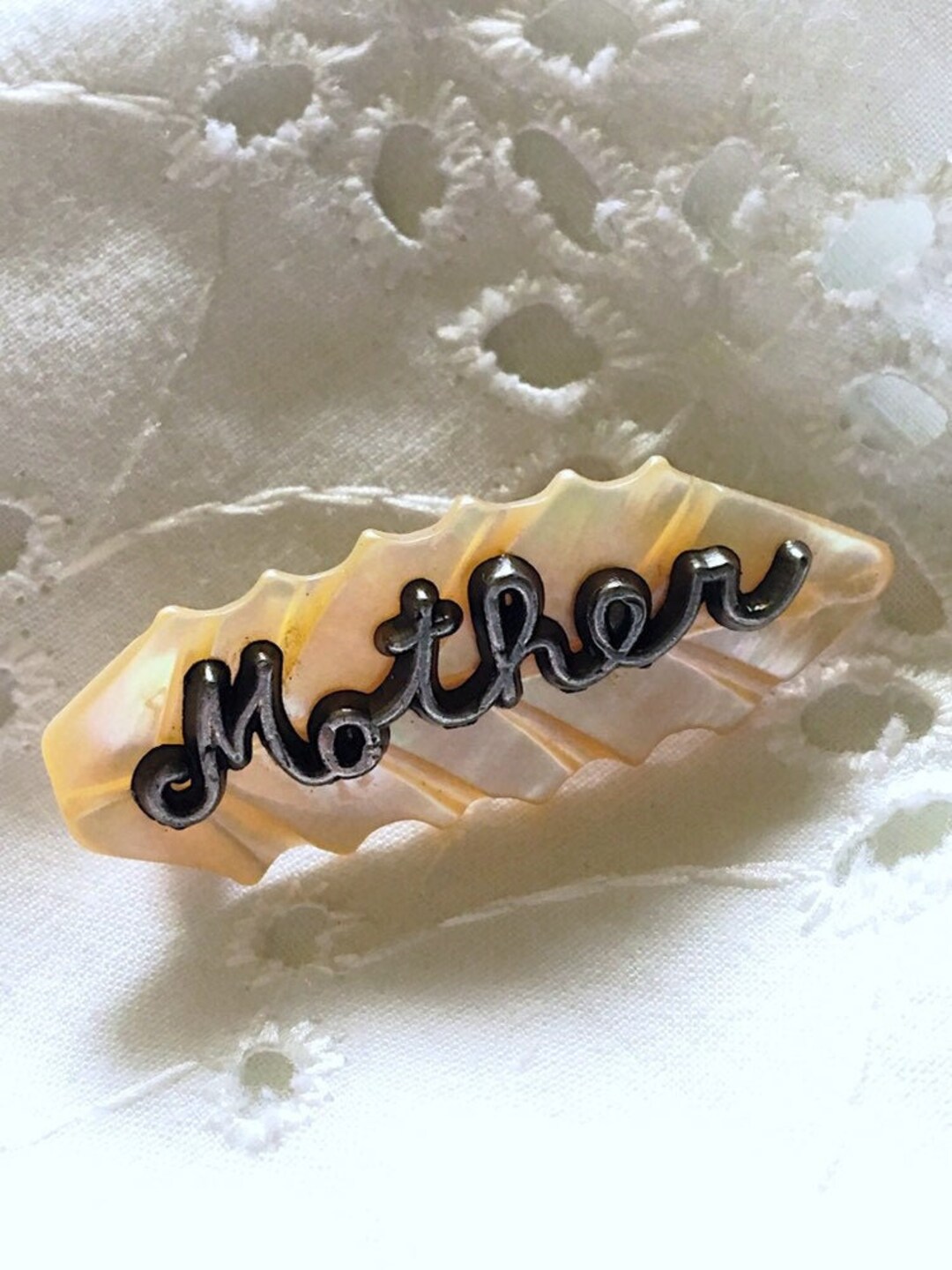 Vintage WWII Mother Pin, 1940's Carved Mother of Pearl Brooch - Etsy