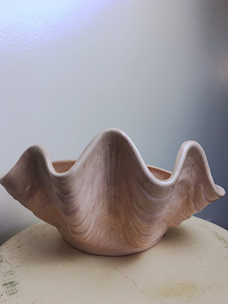 Vintage Pink Ruffled Clam Shell Planter 1940s Ceramic Shell - Etsy