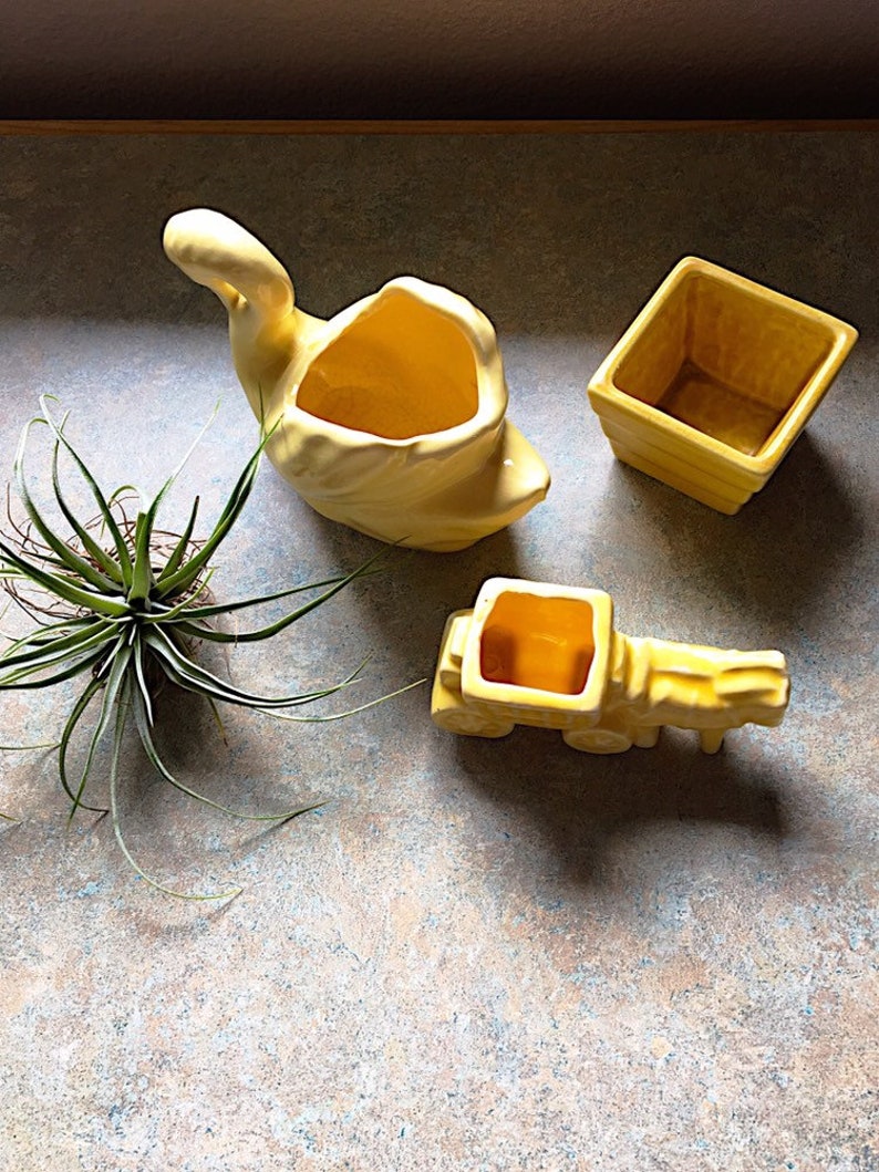 Vintage Shawnee Pottery Planters Yellow Swan Donkey With - Etsy