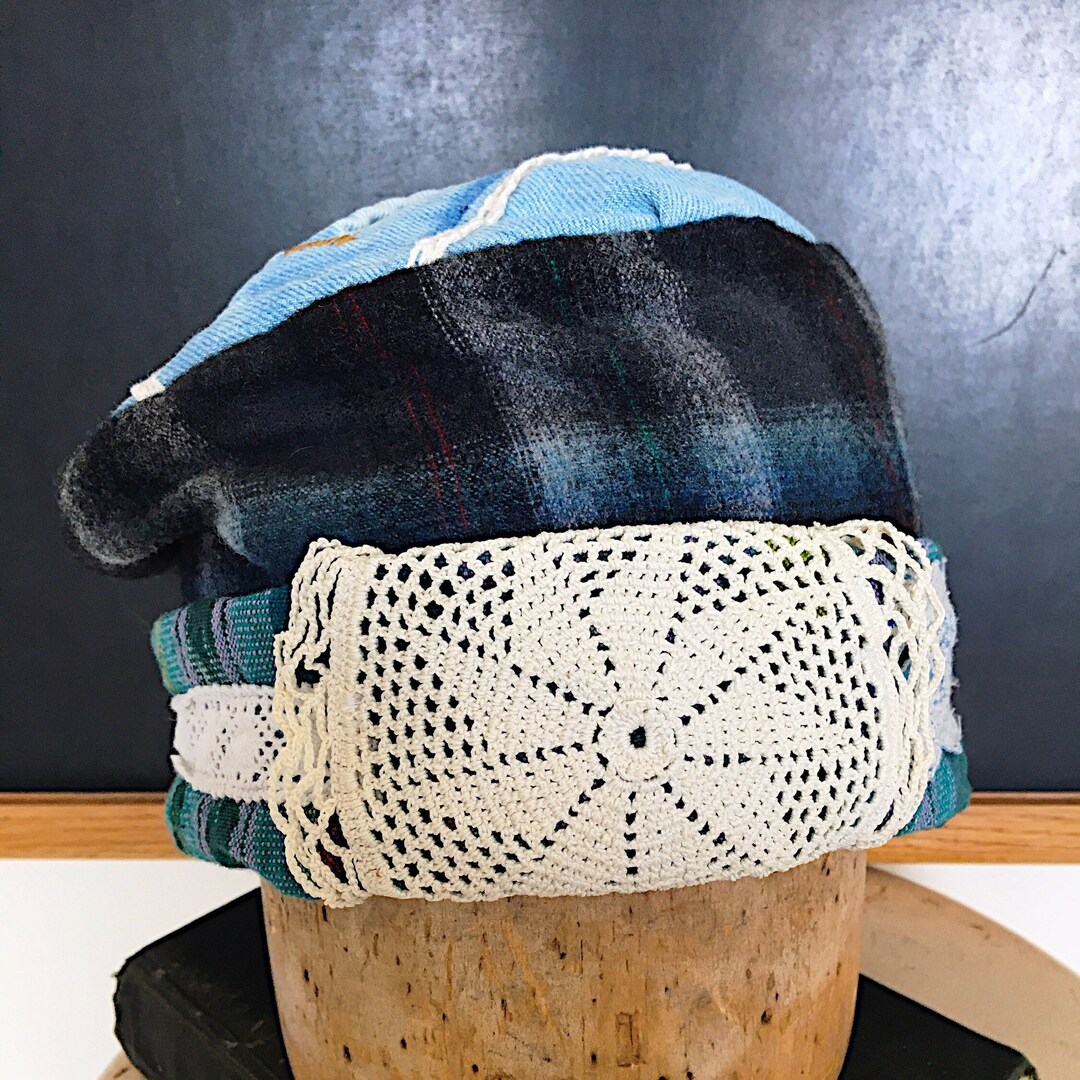 Vintage Folk Art Hat, Upcycled Textile Slouch Cap, Summer Beach hat ...