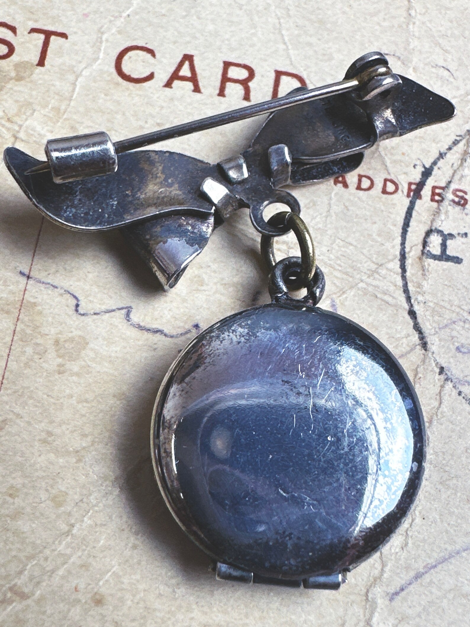 Vintage Sterling Silver Locket Brooch Art Deco Bow Pin - Etsy