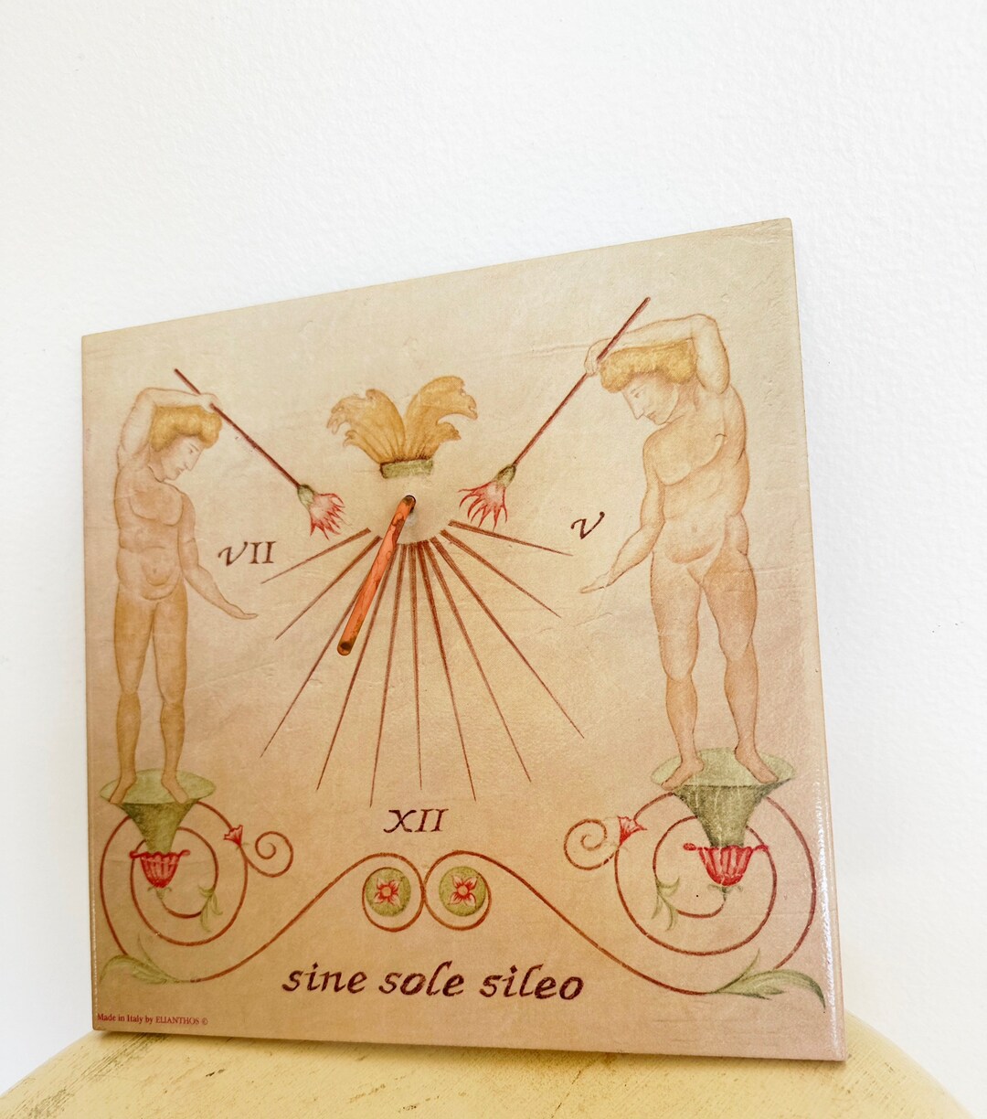 Vintage Terracotta Clay Sundial, Garden Wall Tile, Made in Italy by ...