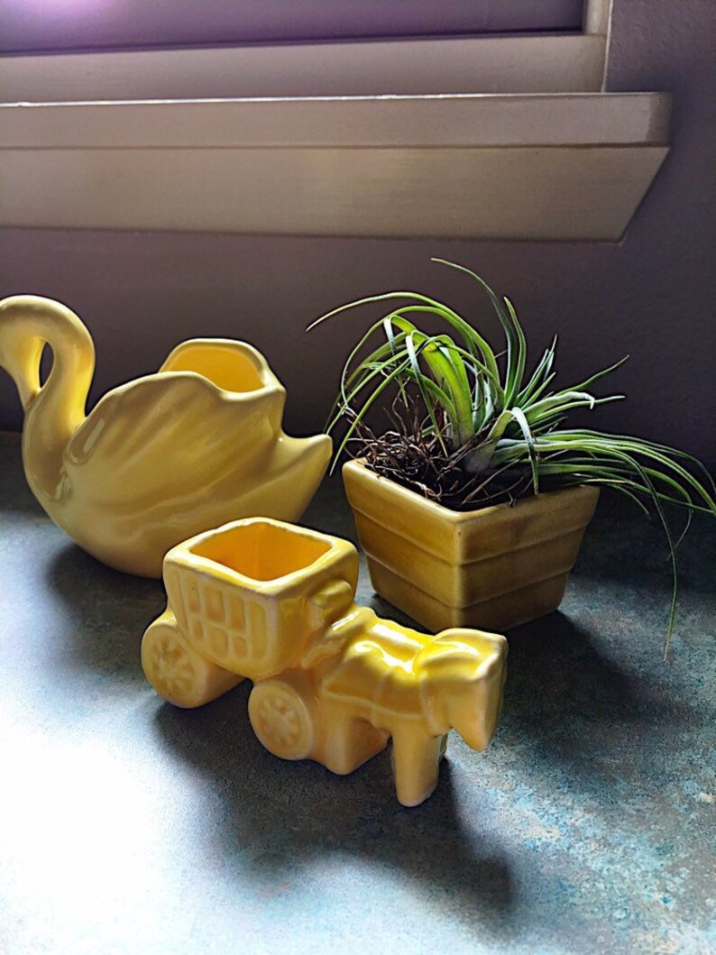 Vintage Shawnee Pottery Planters Yellow Swan Donkey With | Etsy