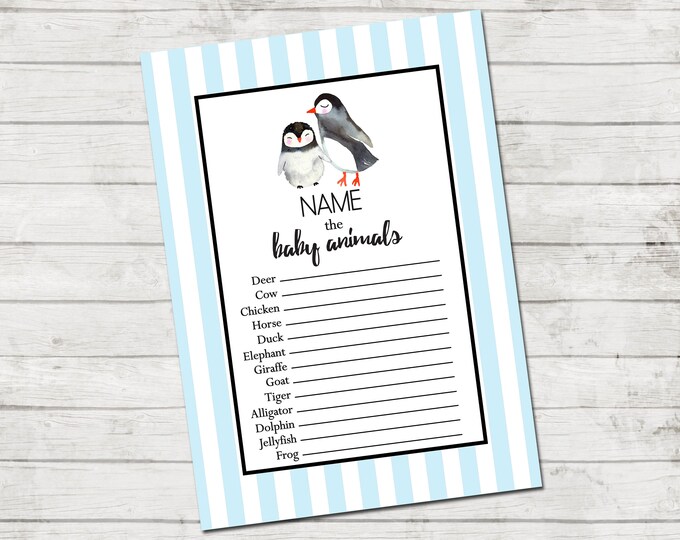 Baby Animals Game Winter Baby Shower Penguin Baby Shower Penguins Blue ...